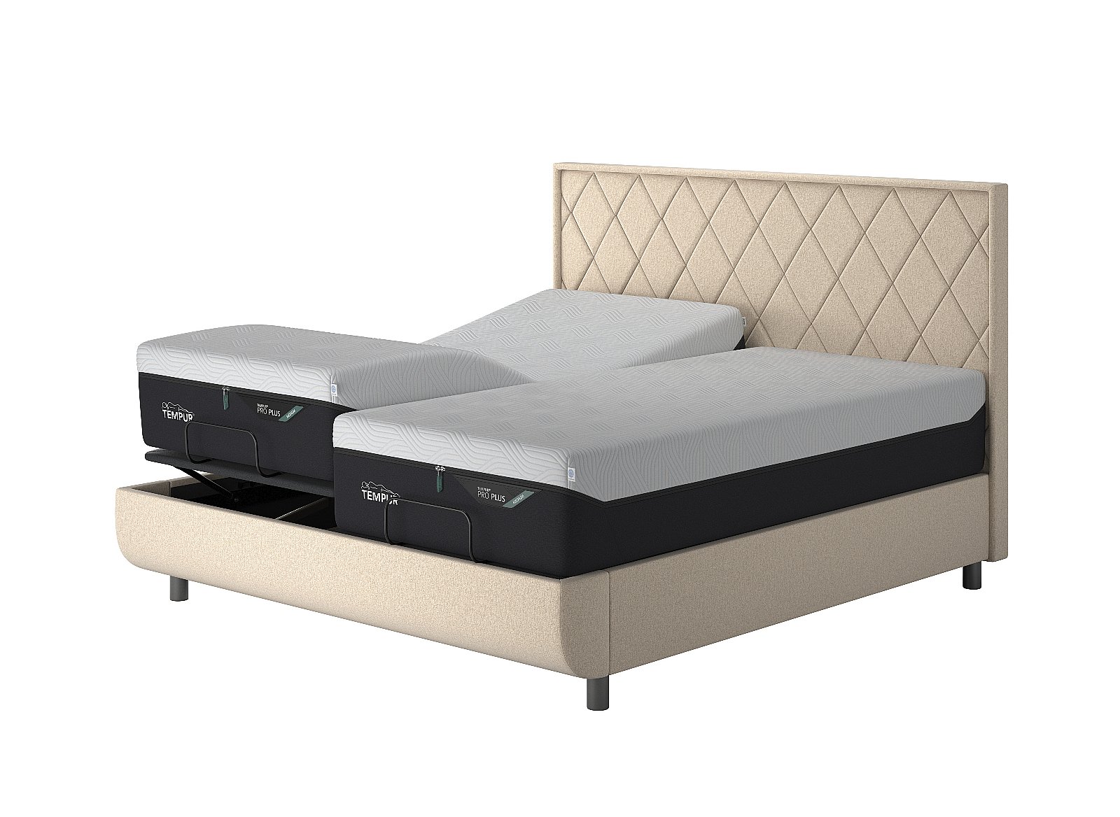 Tempur Arc Ergo Smart Bed Base with Quilted Headboard